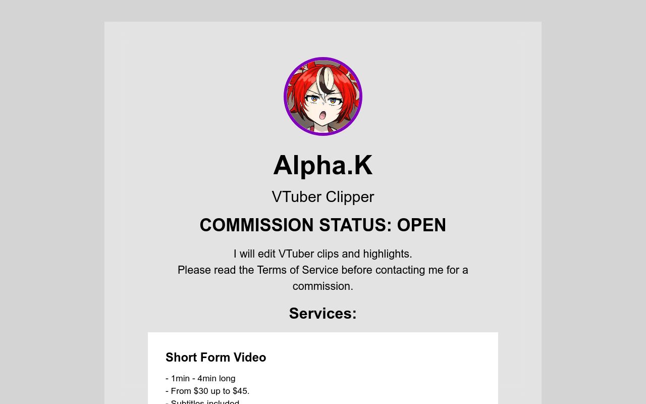 Alpha.K Clip Commissions